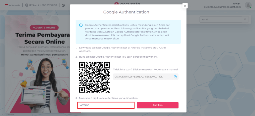 Cara Login Accurate Online Menggunakan Google Authentication